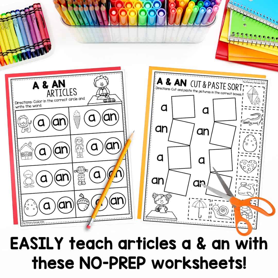 Free Printable A An Worksheets for Kindergarten