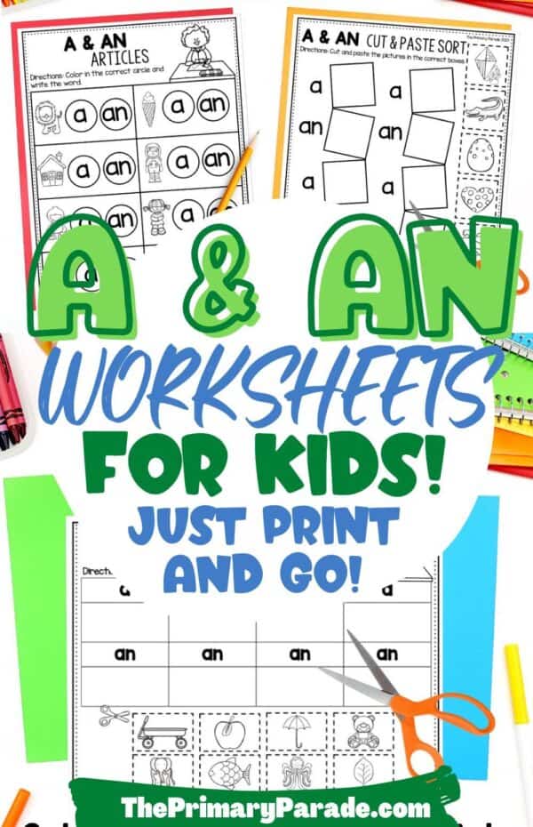 Free Printable A An Worksheets for Kindergarten
