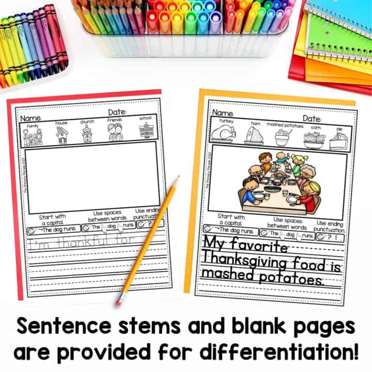 Fun Thanksgiving Writing Activities for Kindergarten - The Primary Parade