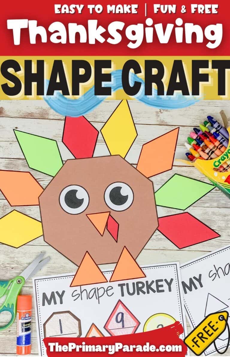 Easy Printable Shape Turkey Craft for Thanksgiving - The Primary Parade