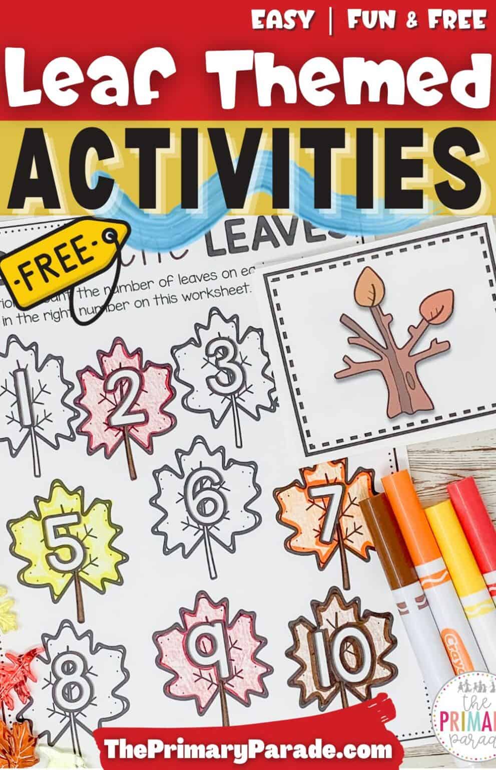 Free Printable Counting Leaves Activity - The Primary Parade