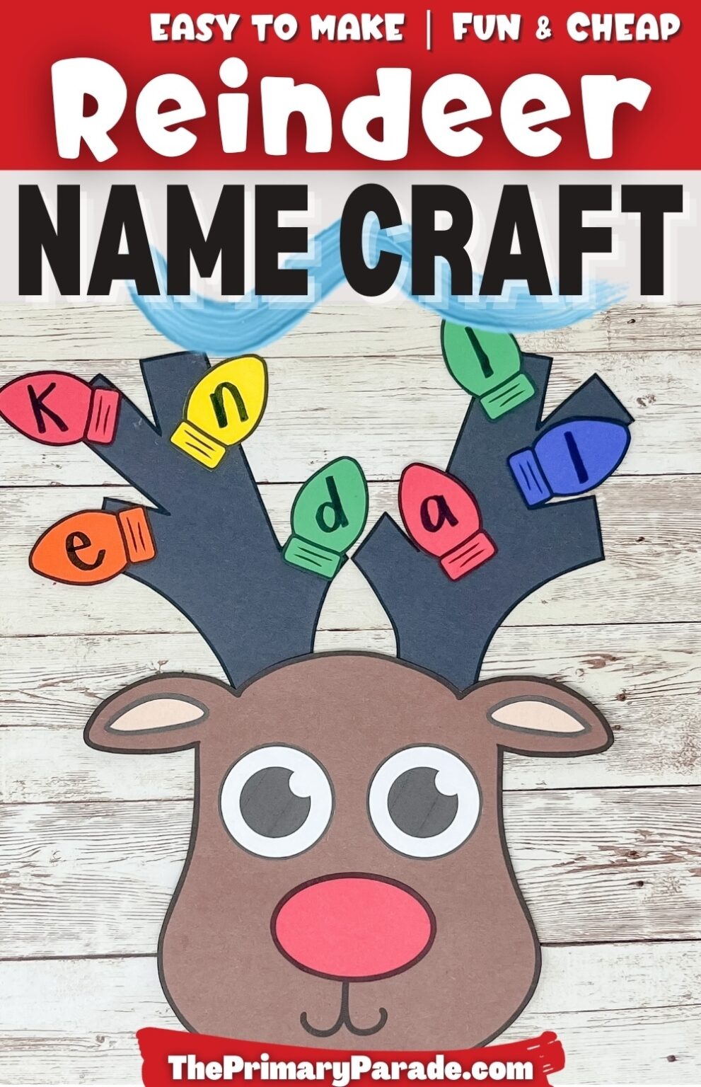 Printable Reindeer Name Craft for Preschoolers - The Primary Parade